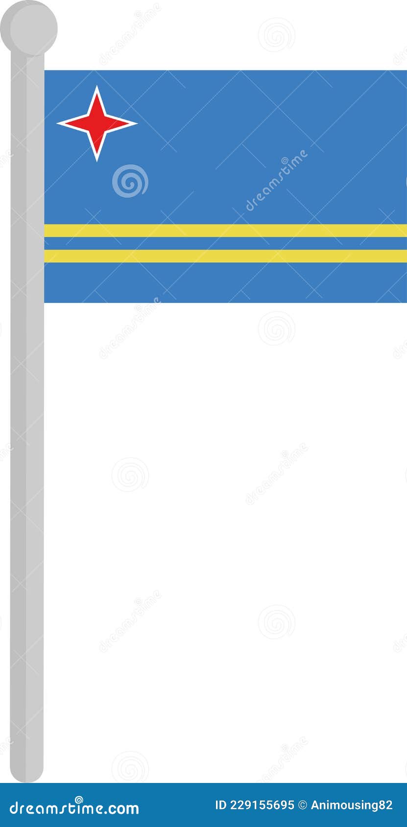 Aruba flagpole stock vector. Illustration of icon, isolated - 229155695