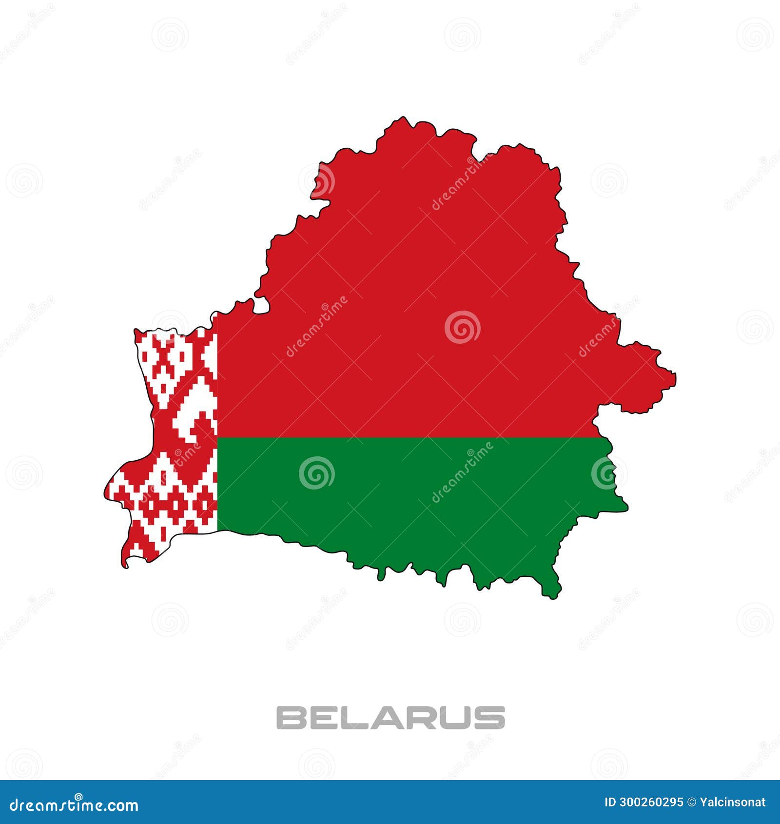 Vector Illustration of the Flag of Belarus with Black Contours on a ...