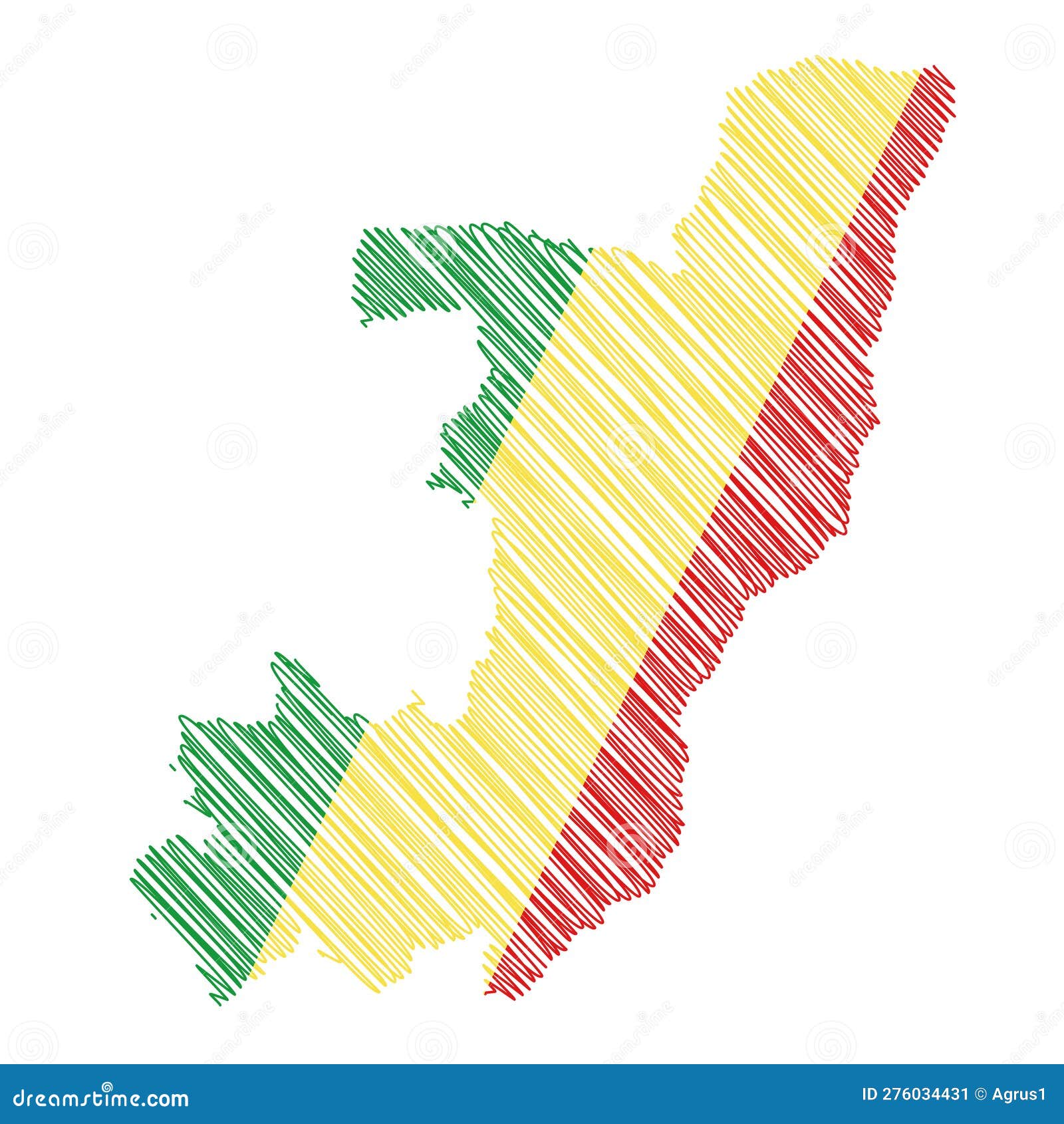 Vector Illustration of Flag Colored Scribble Map of Congo Stock Vector ...