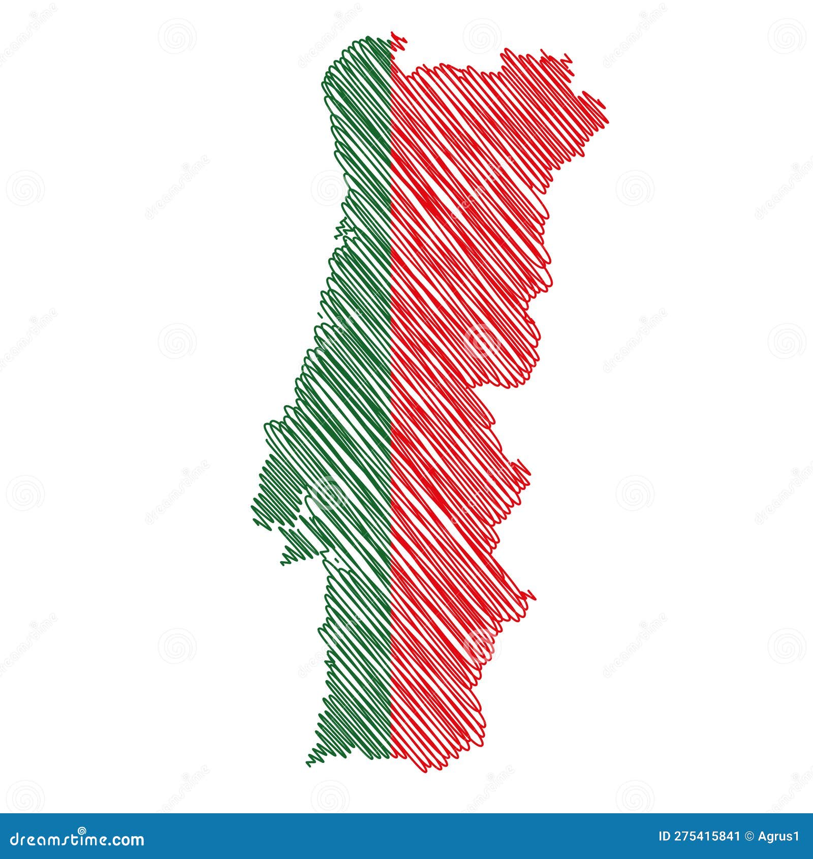 Scribble Map Of Portugal. Sketch Country Map For Infographic, Brochures And Presentations ...