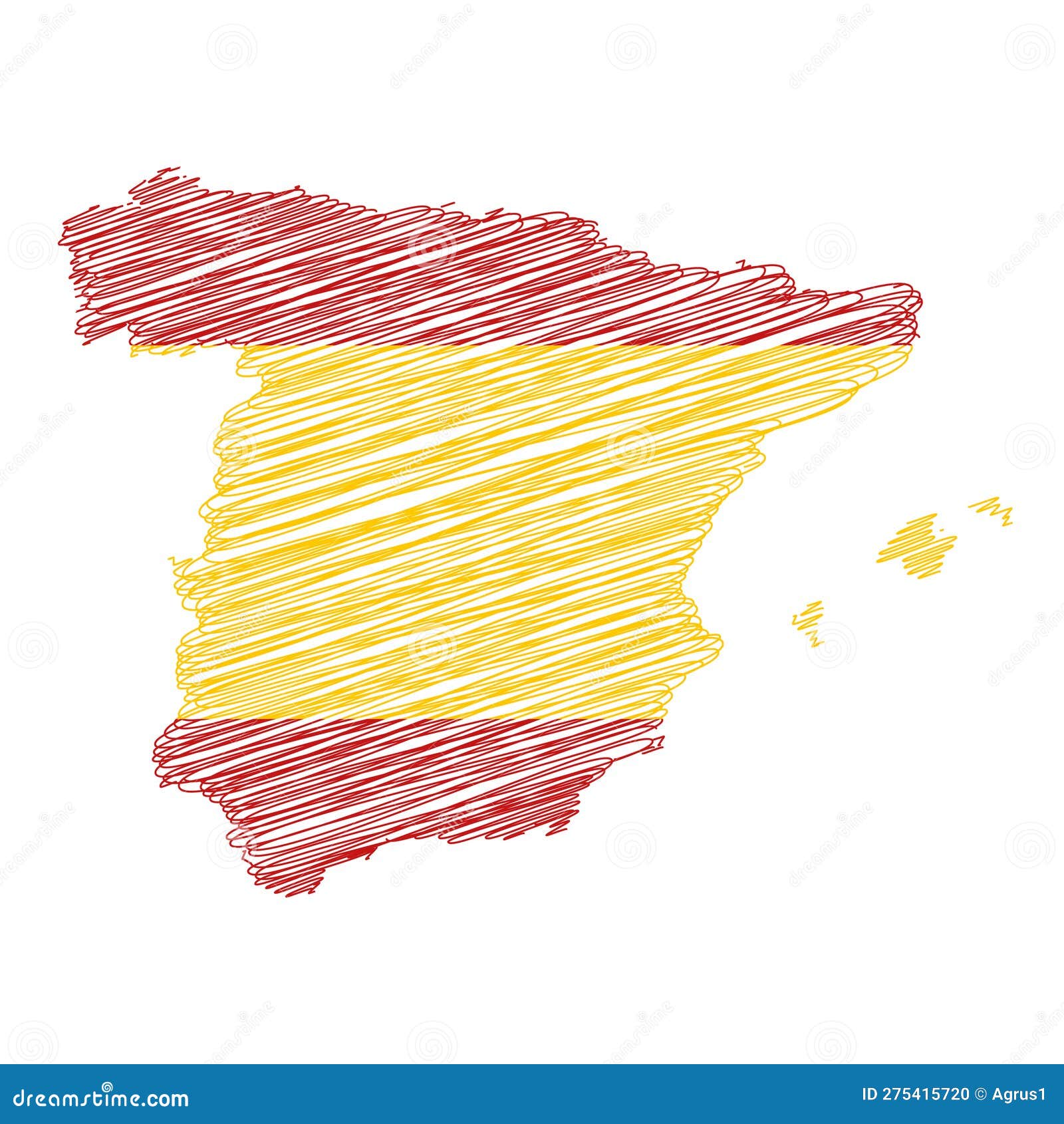 Vector Illustration of Flag Colored Scribble Map of Spain Stock Vector ...