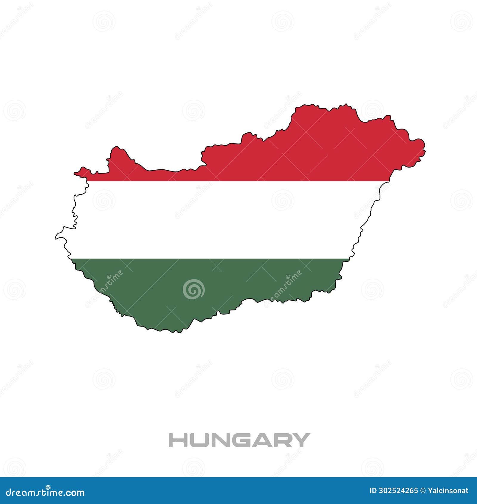 Vector Illustration of the Flag of Hungry with Black Contours on a ...
