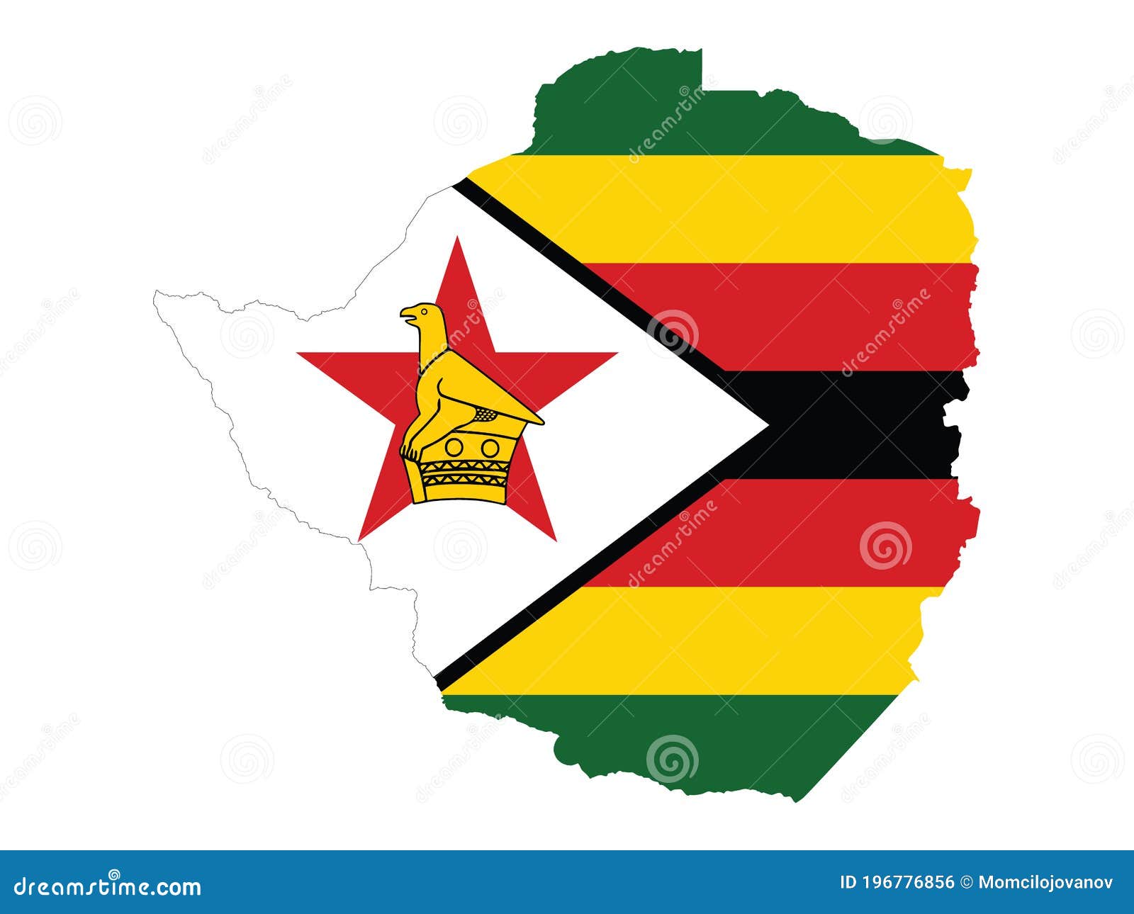 Flag Map of Zimbabwe stock vector. Illustration of flag - 196776856