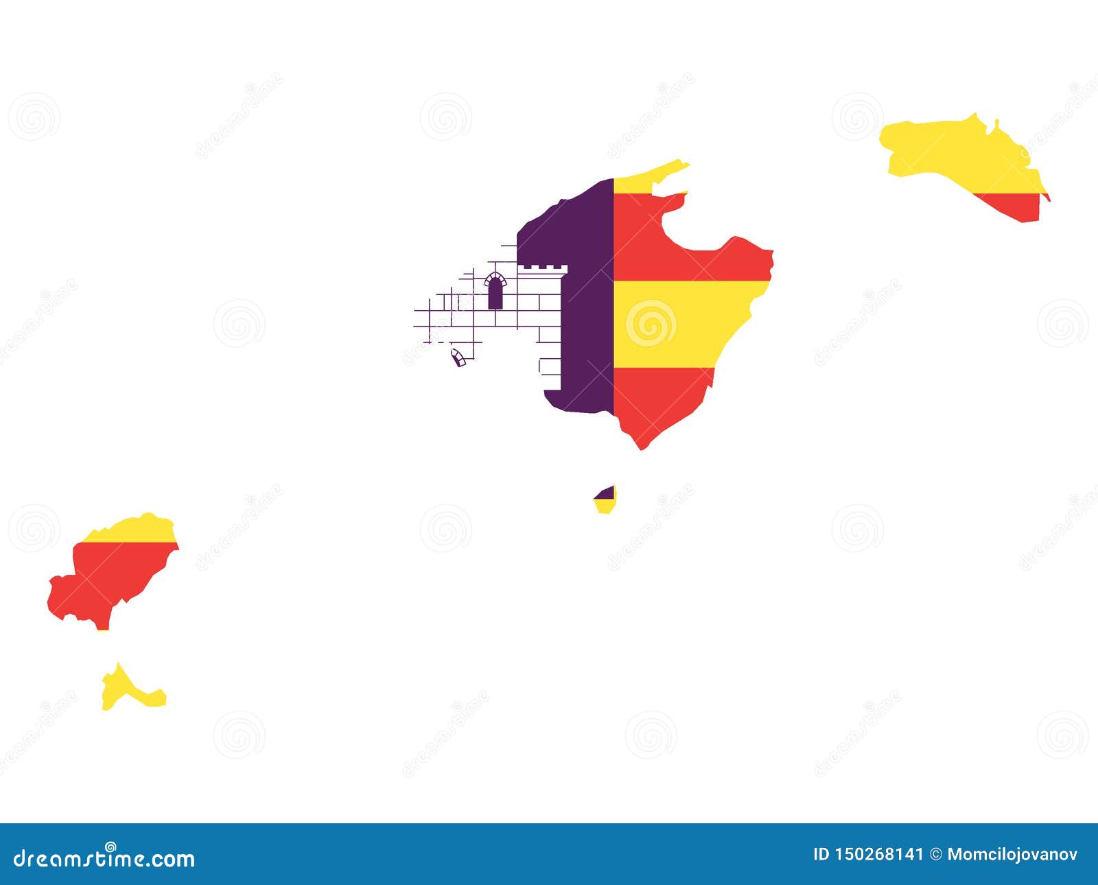 Flag and Map Combined of the Spanish Autonomous Community of Balearic ...