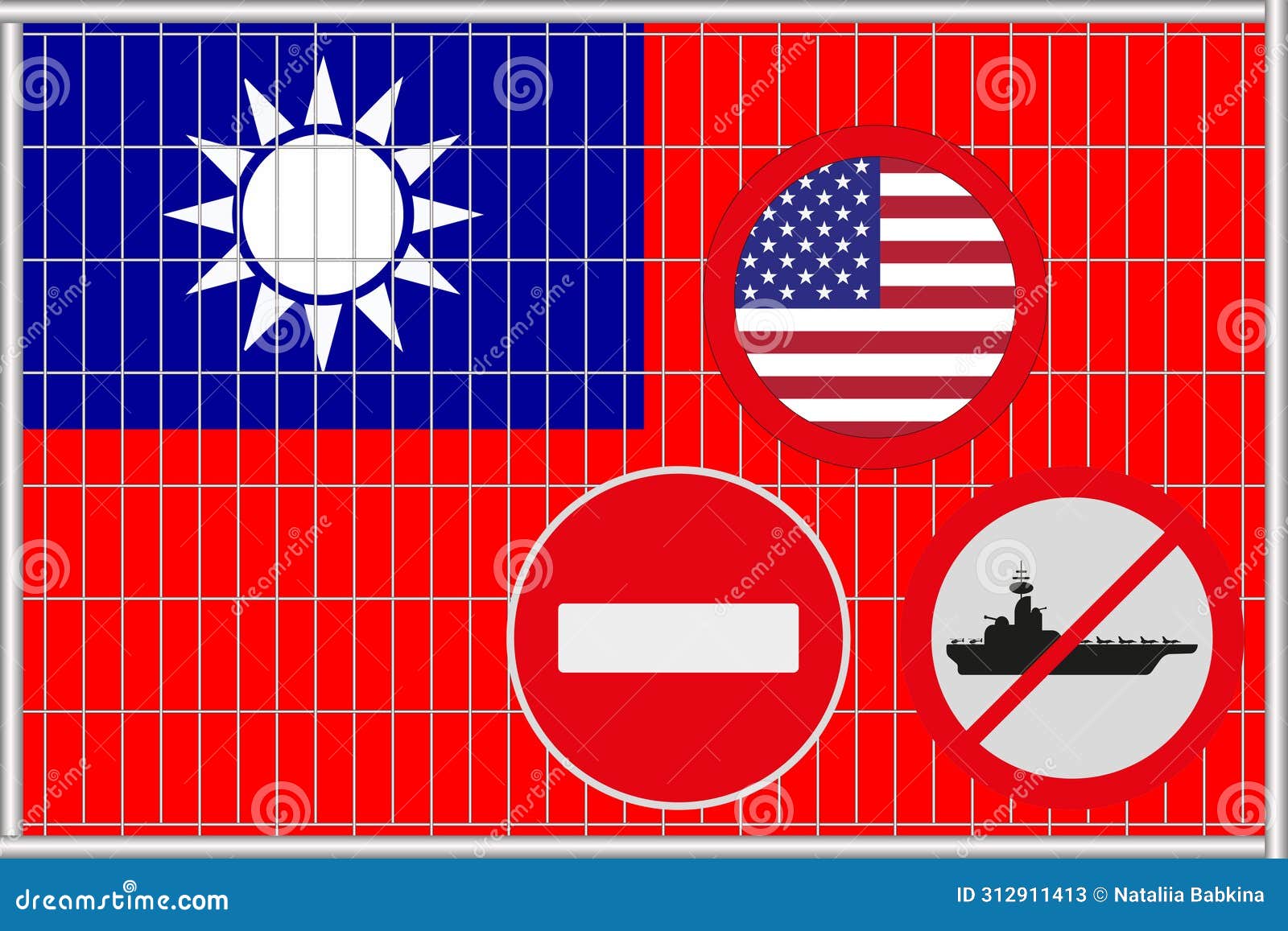 Vector Illustration of the Flag of Taiwan Under the Lattice. Concept of ...