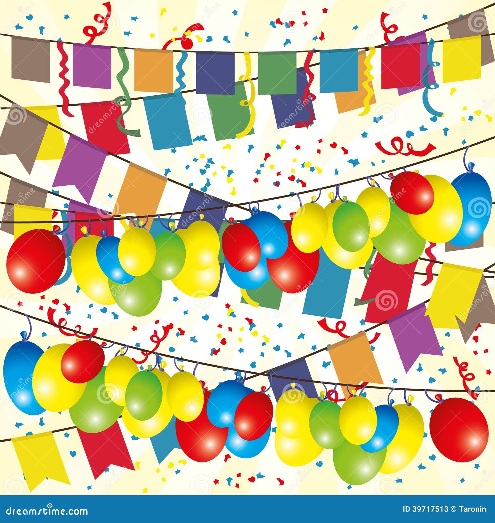 Vector Illustration. Flags and Balloons. Stock Vector - Illustration of ...