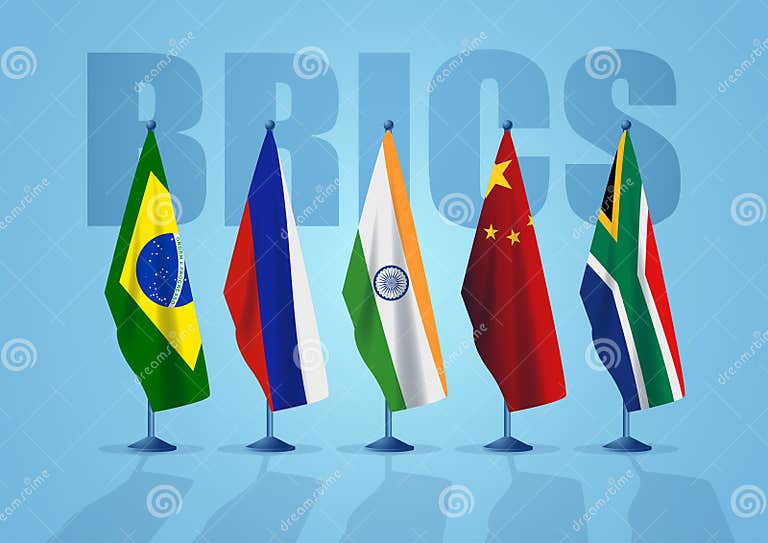 Flags of the BRICS Countries Stock Vector - Illustration of liaison ...