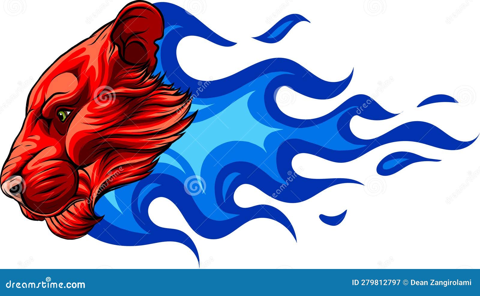 Vector Illustration of Flaming Fire Lion Head Stock Vector ...