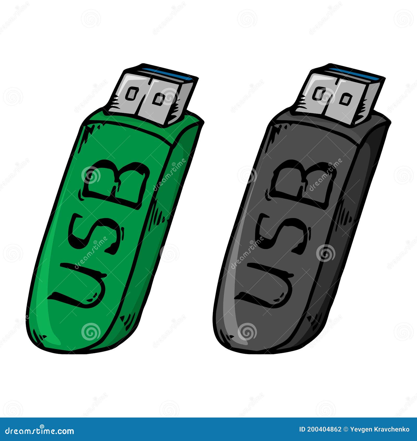 USB Flash Drive Icon. Vector Illustration of a Flash Drive. Hand Drawn ...