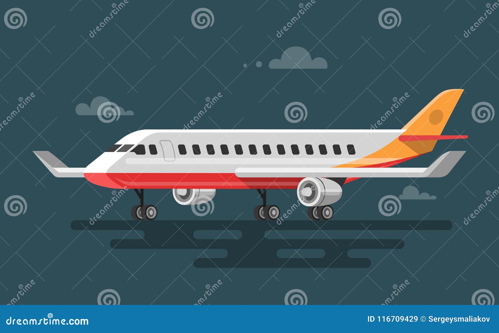 Vector Illustration of Flat Aircraft. Stock Vector - Illustration of ...