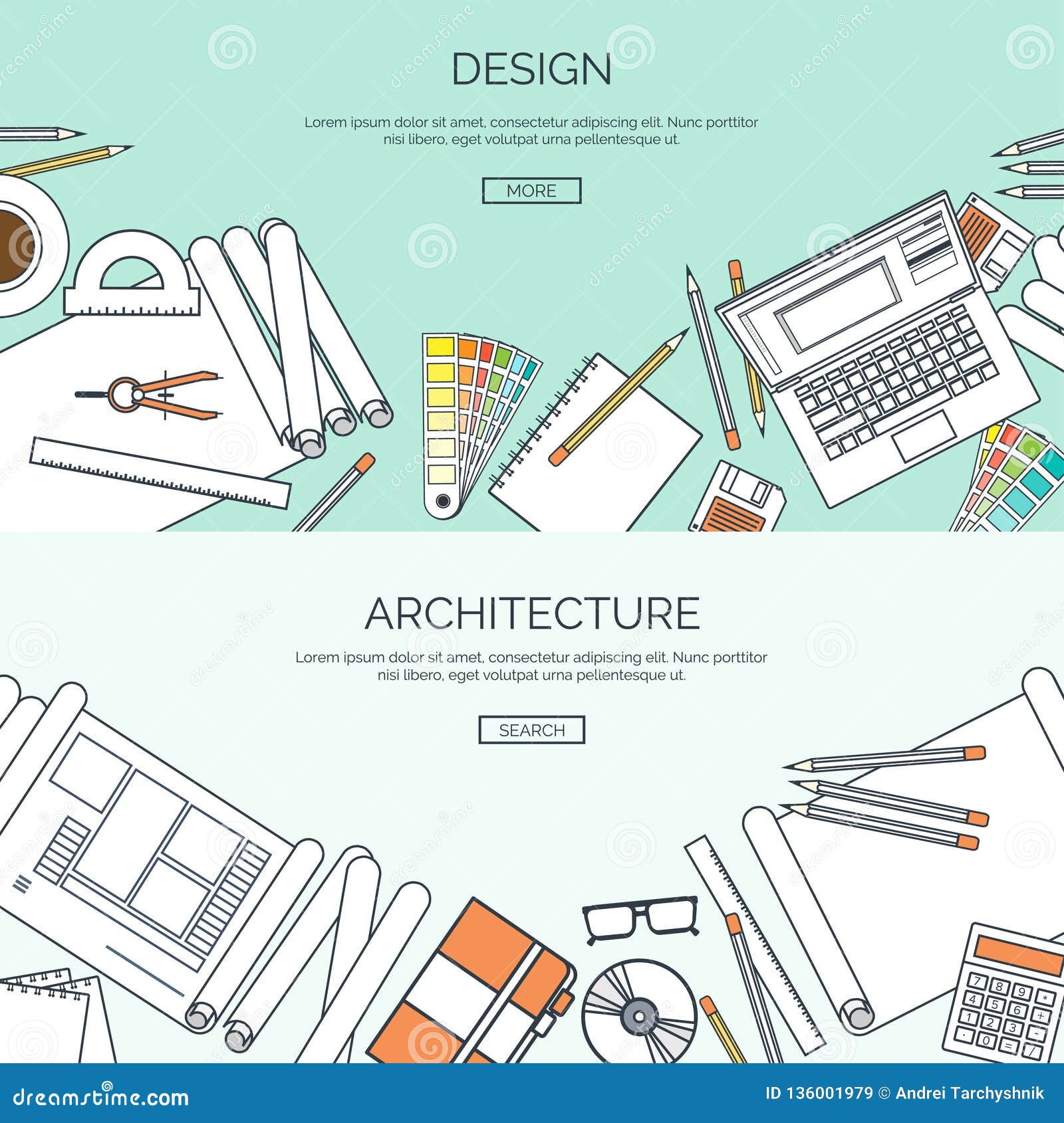 Vector Illustration. Flat Architectural Project. Teamwork Building and ...