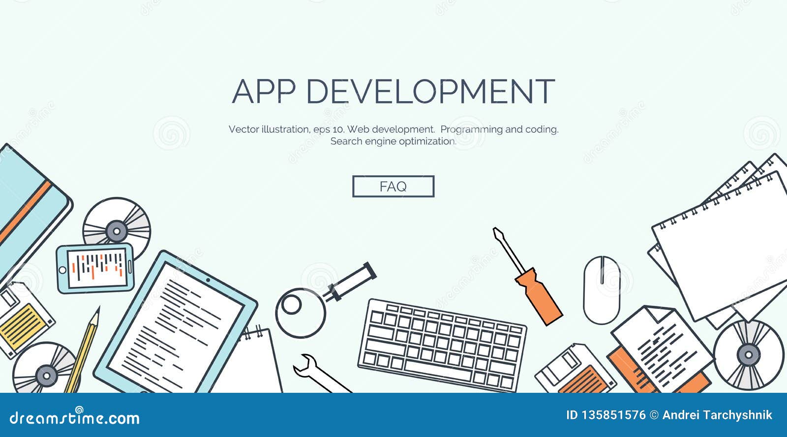 Vector Illustration. Flat Background. Coding Programming SEO. Search ...