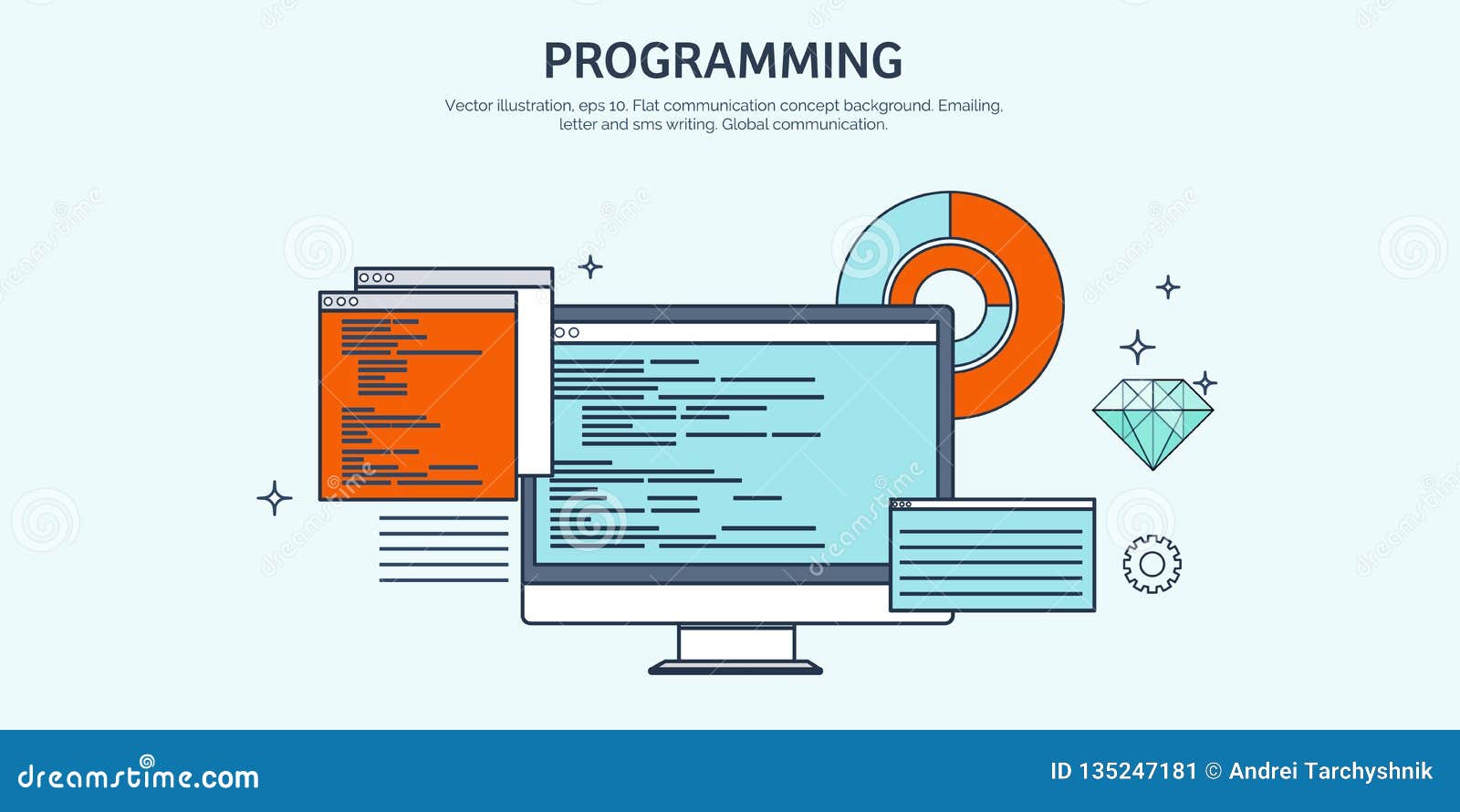 Vector Illustration. Flat Background. Coding, Programming. SEO. Search ...