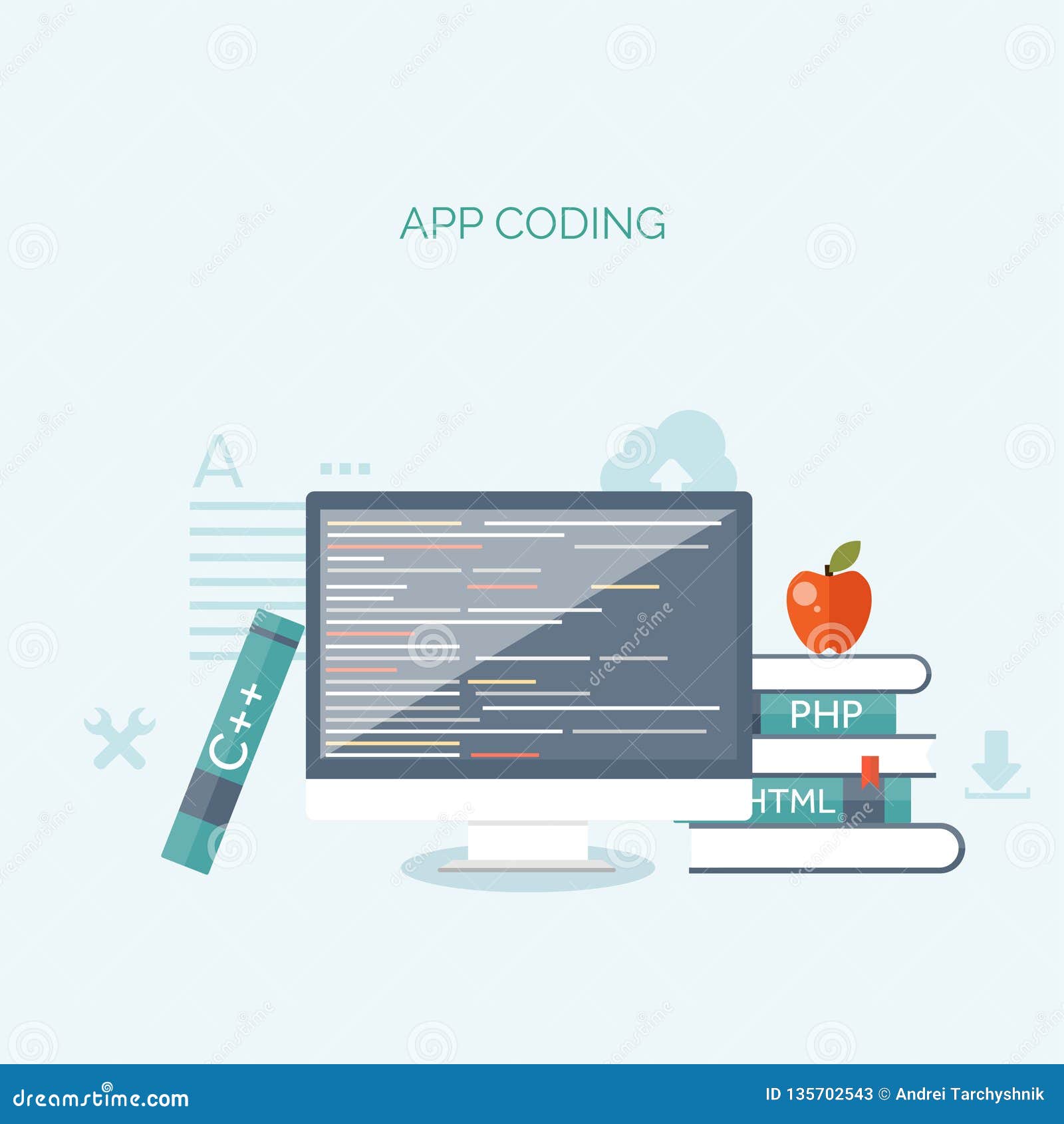 Vector Illustration. Flat Background. Coding Programming and SEO ...