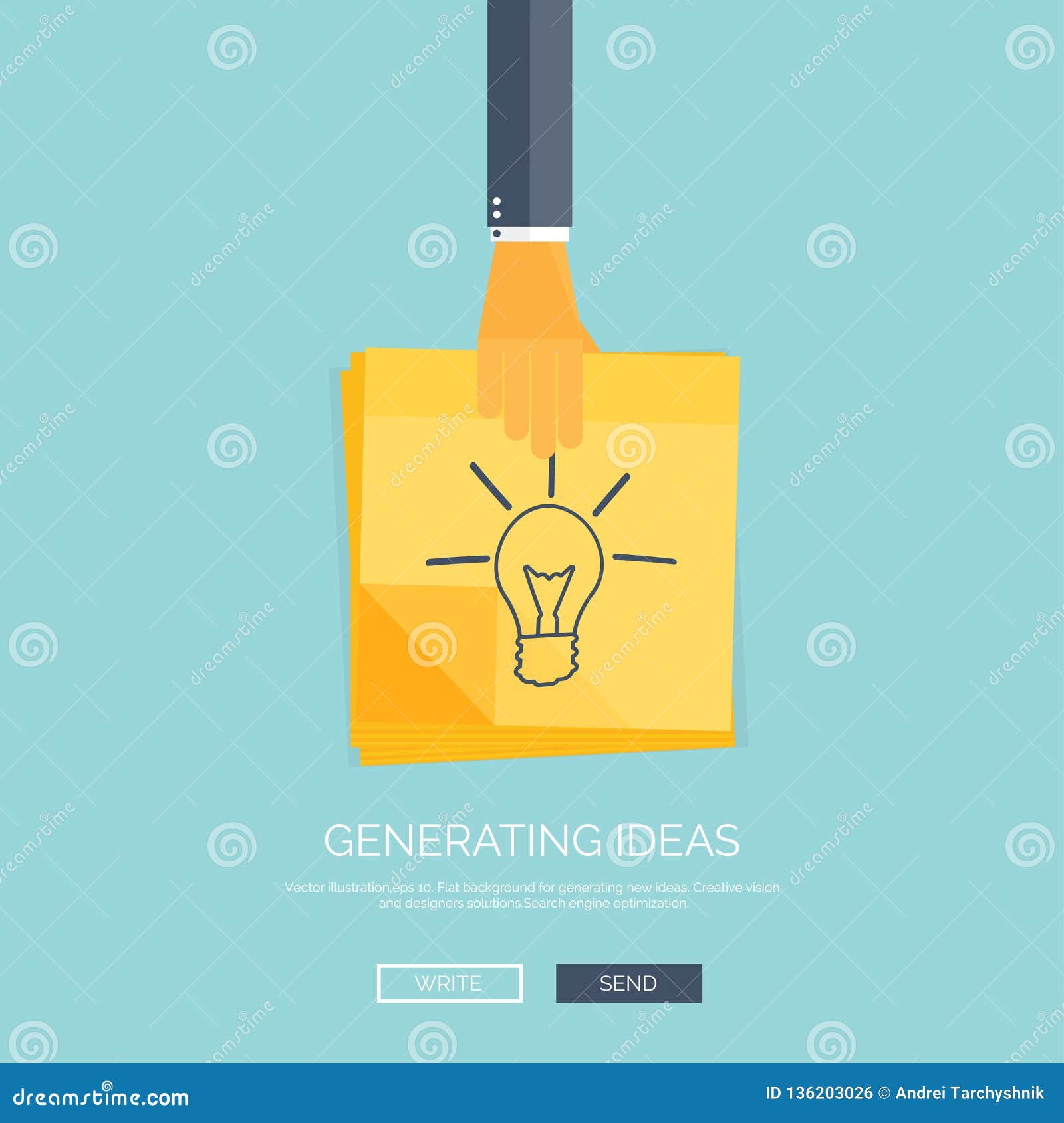 Vector Illustration. Flat Background with Hand ,sticky Notes. Smart ...
