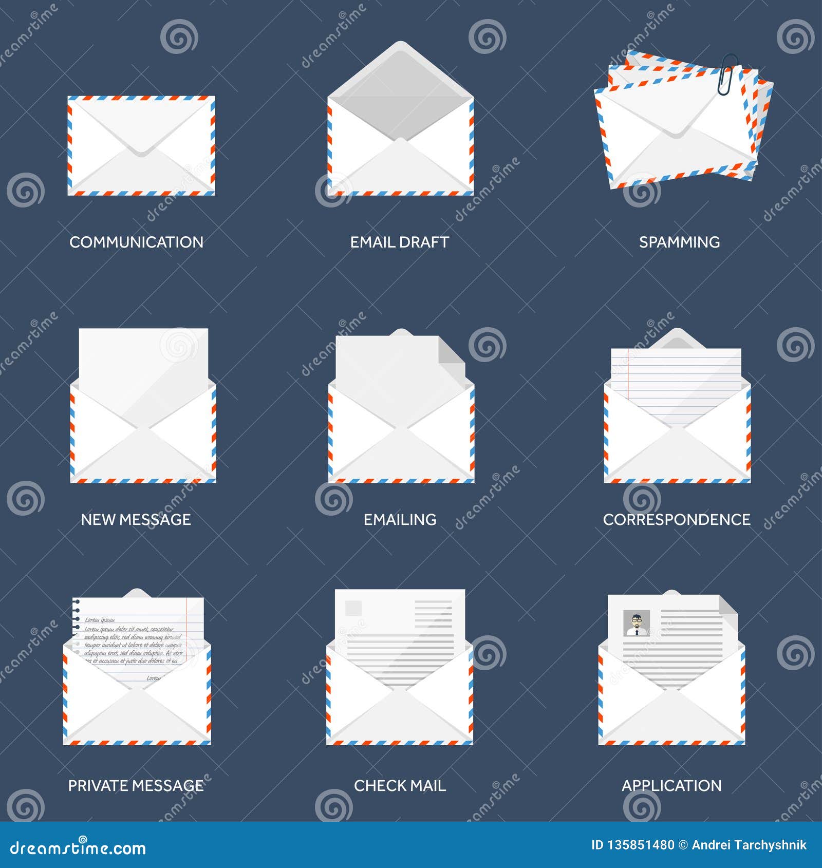 Vector Illustration. Flat Background with Letter. Emailing Concept ...