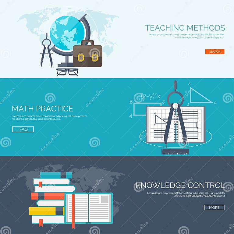 Vector Illustration. Flat Backgrounds Set. Distance Education,learning ...