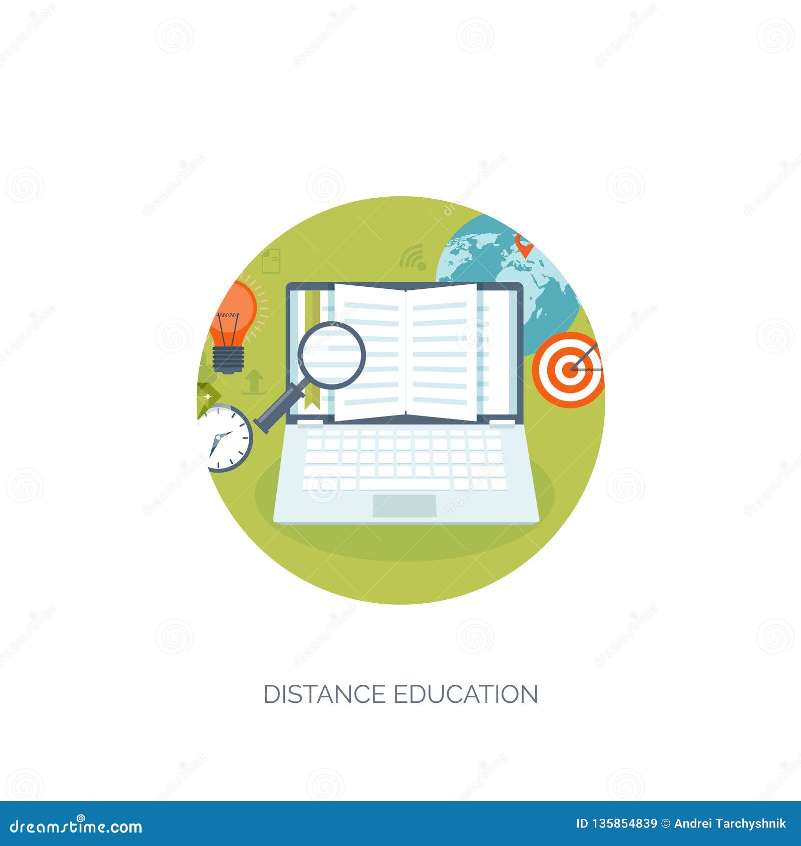 Vector Illustration. Flat Backgrounds Set. Distance Education,learning ...