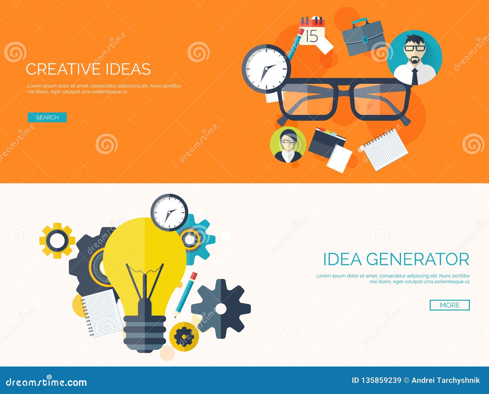 Vector Illustration. Flat Backgrounds Set. New Ideas, Smart Solutions ...