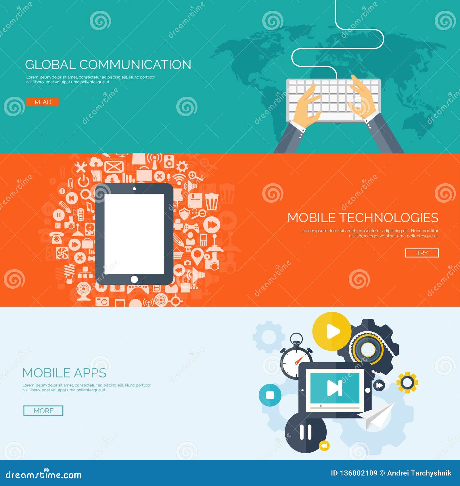 Vector Illustration. Flat Backgrounds Set. Social Media Chatting ...