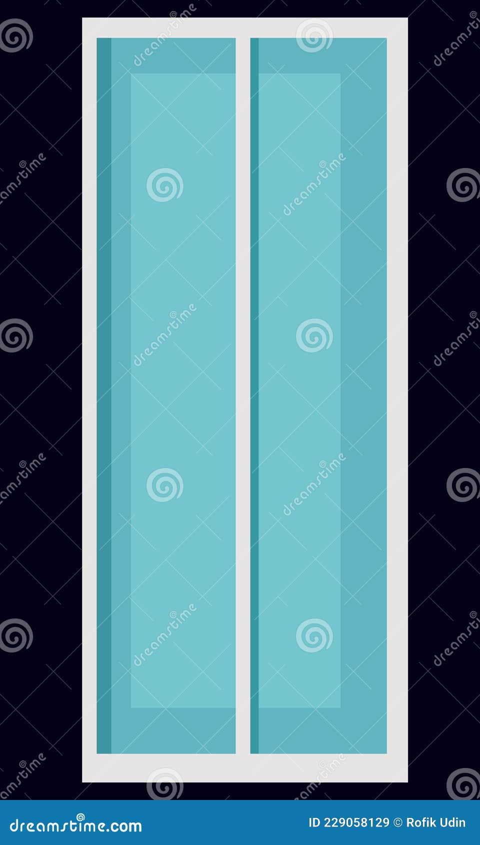A Flat Blue Window Design Template Against a Dark Wall Stock Vector ...