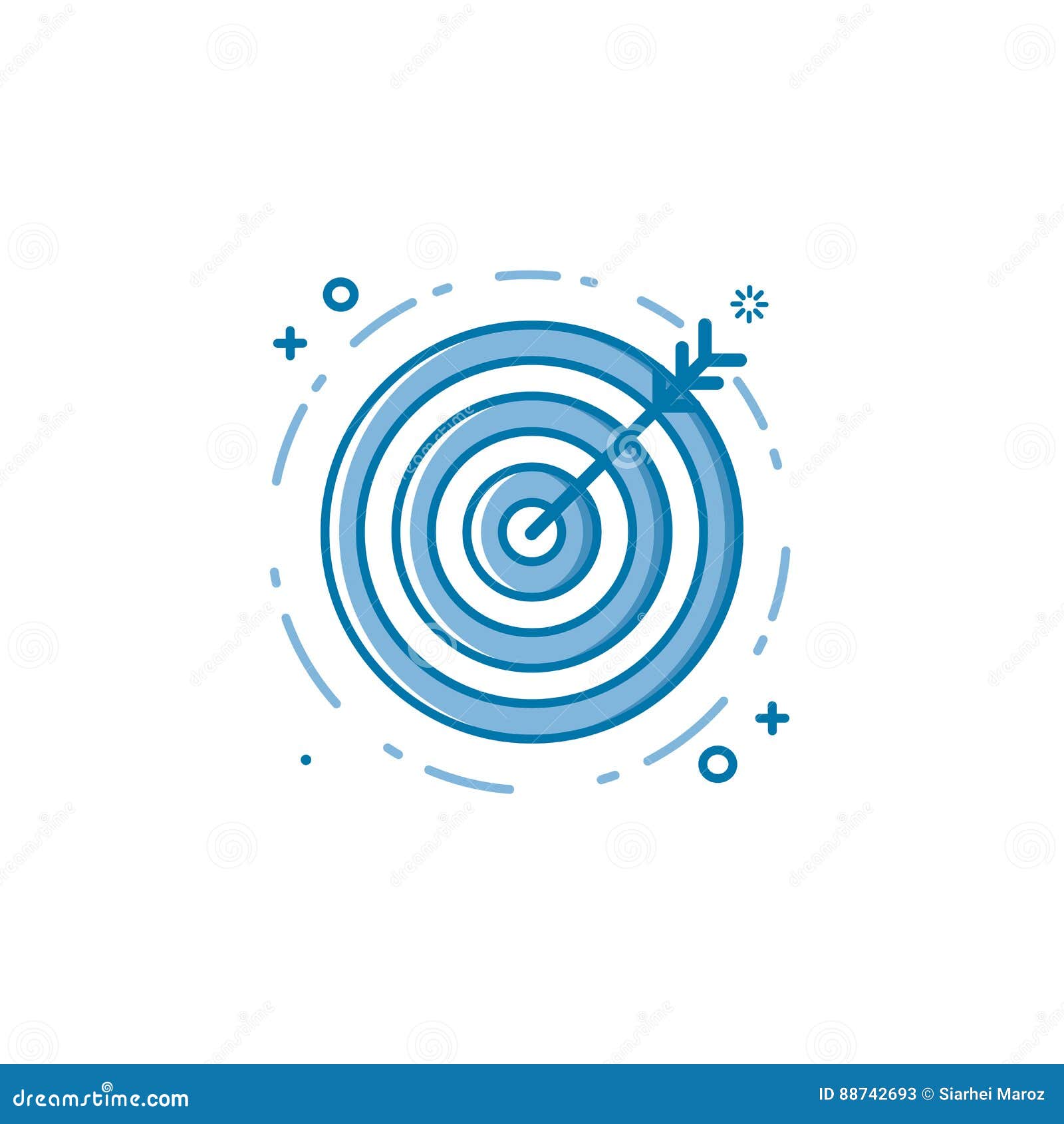 Vector Illustration of Flat Bold Line Target Goal or Aim Icon. Stock ...