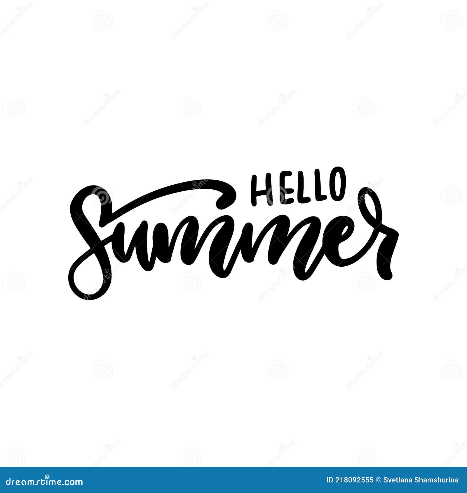 Vector Illustration in Flat Brush Calligraphy Style - Hello Summer ...