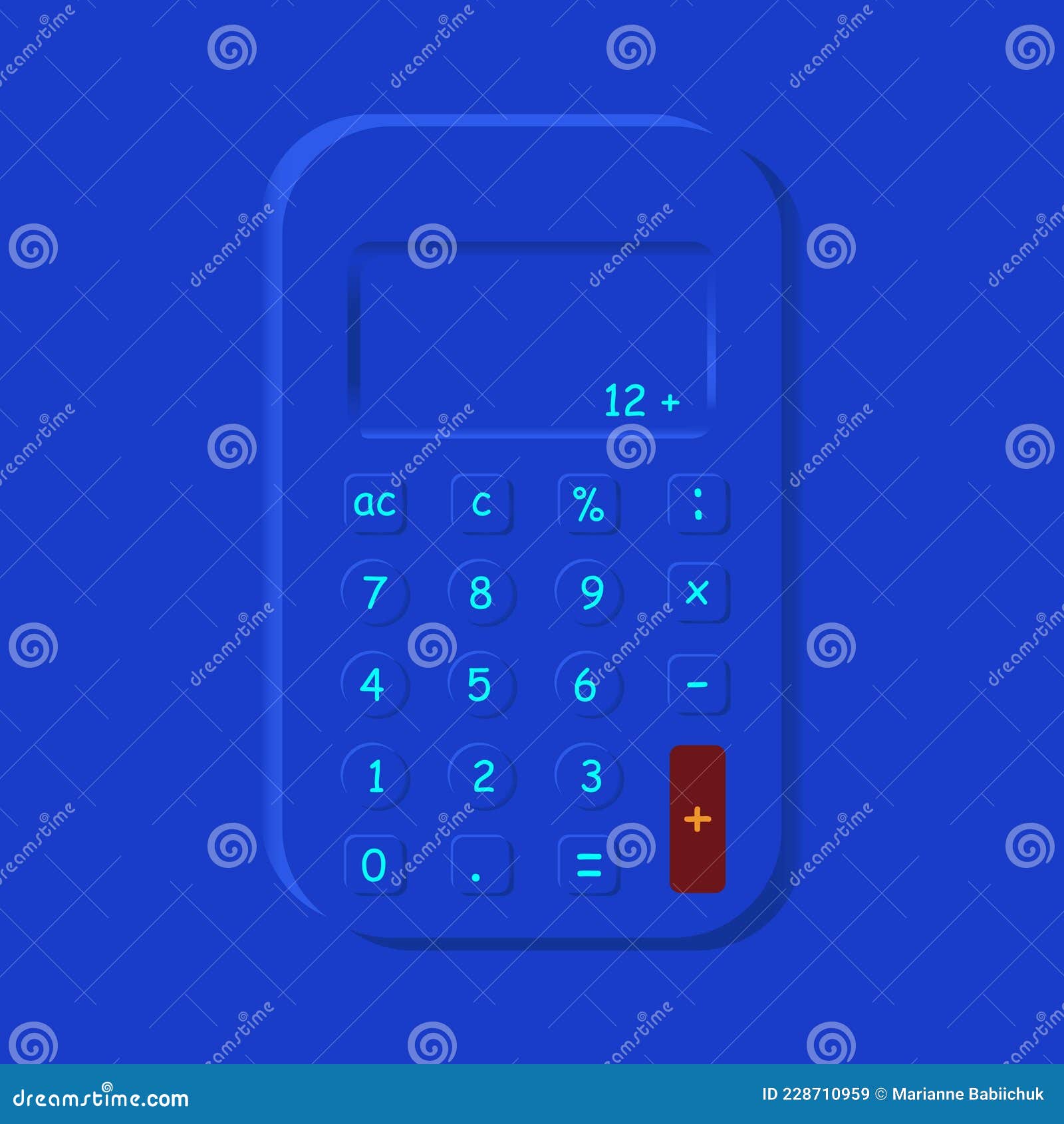 Vector Illustration of a Flat Calculator with Shadow. Digital Keypad ...