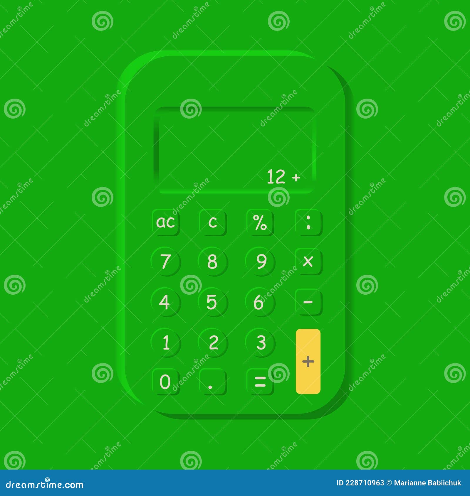 Vector Illustration of a Flat Calculator with Shadow. Digital Keypad ...