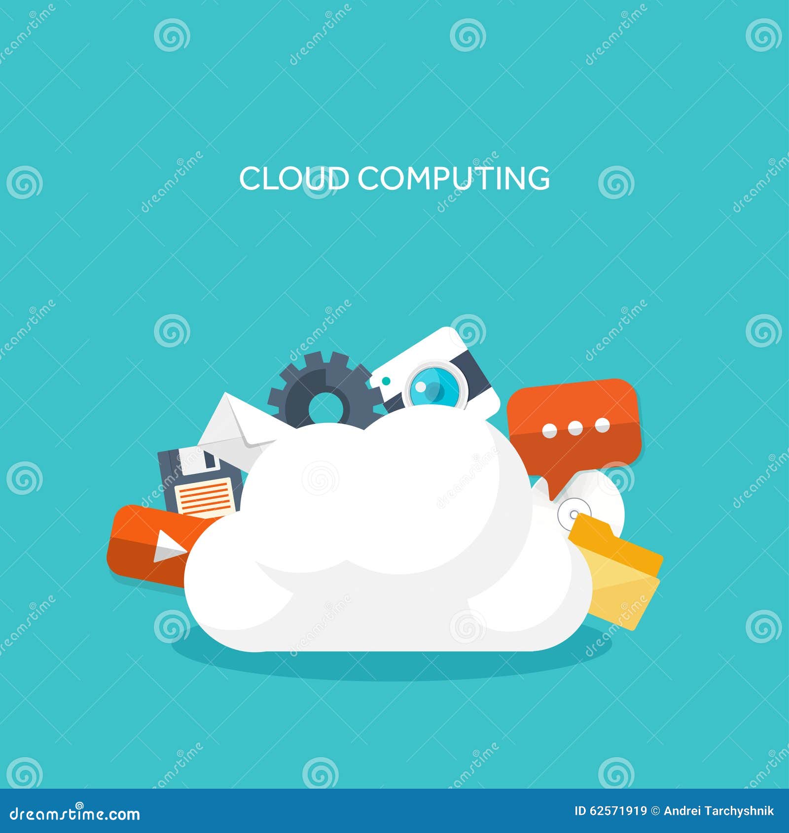 Vector Illustration. Flat Cloud Computing Stock Vector - Illustration ...