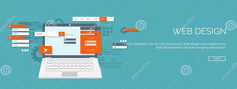 Vector Illustration. Flat Computing Background. Programming Coding. Web ...