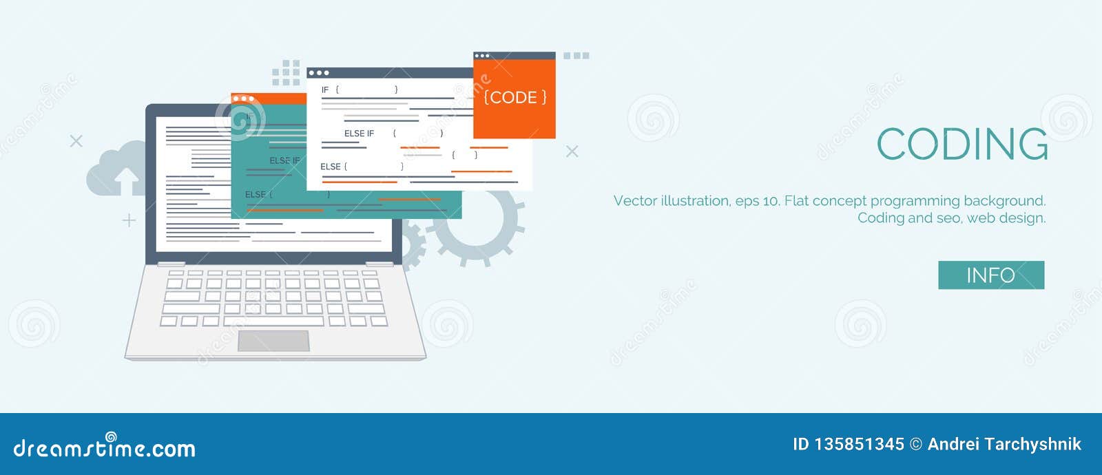 Vector Illustration. Flat Computing Background. Programming Coding. Web ...