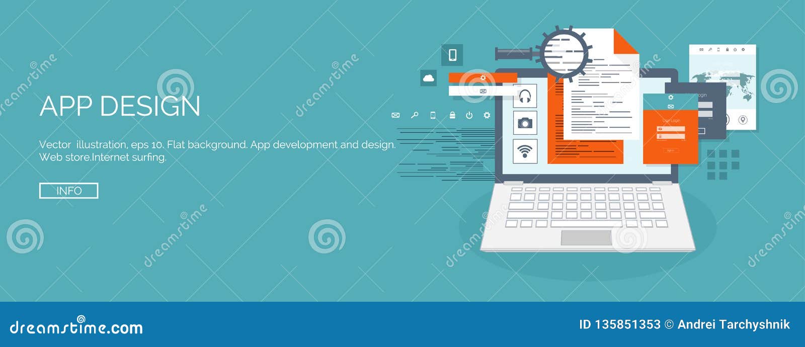 Vector Illustration. Flat Computing Background. Programming Coding. Web Development Stock Vector ...