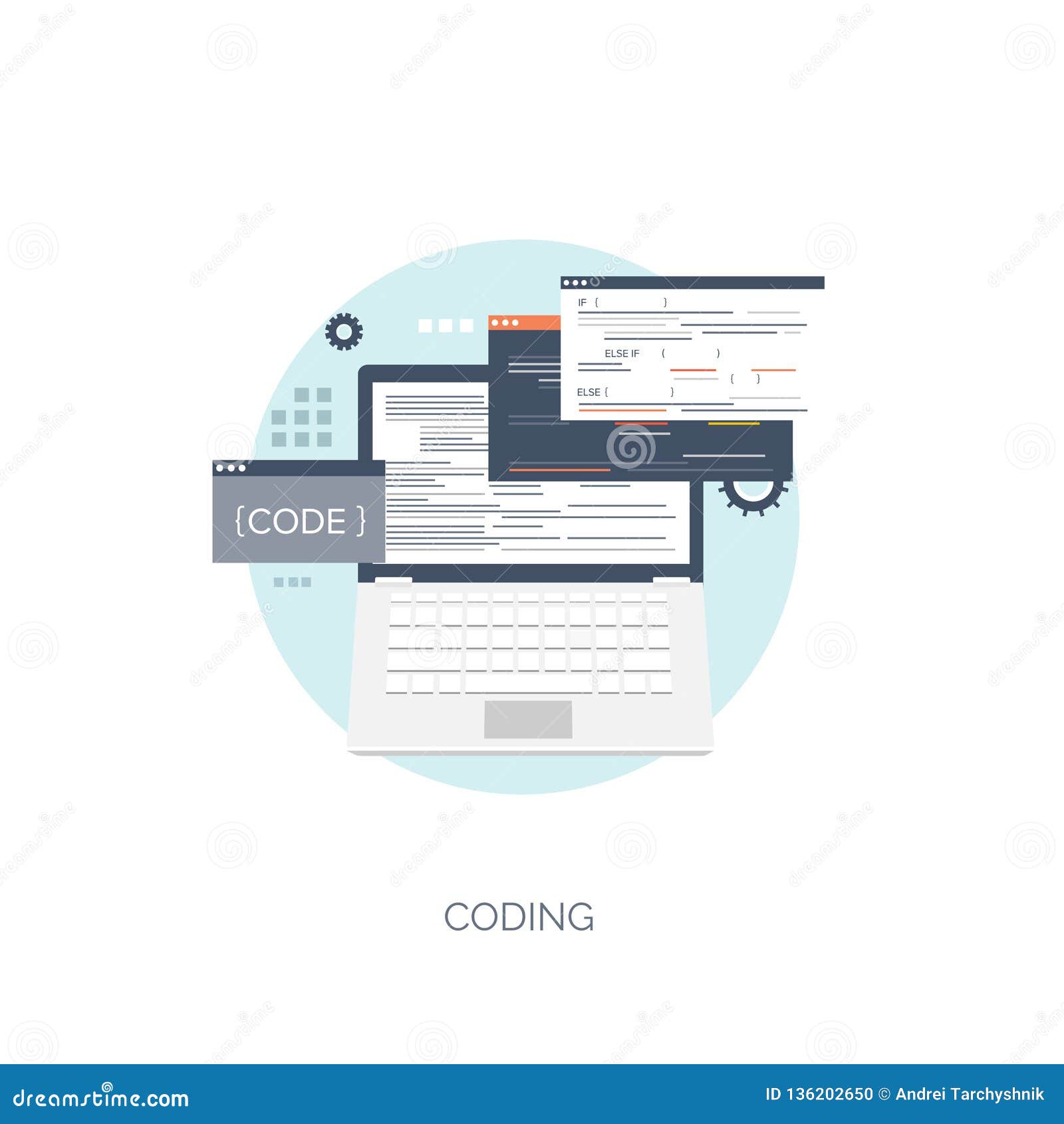 Vector Illustration. Flat Computing Background. Programming,coding. Web Development and Search ...