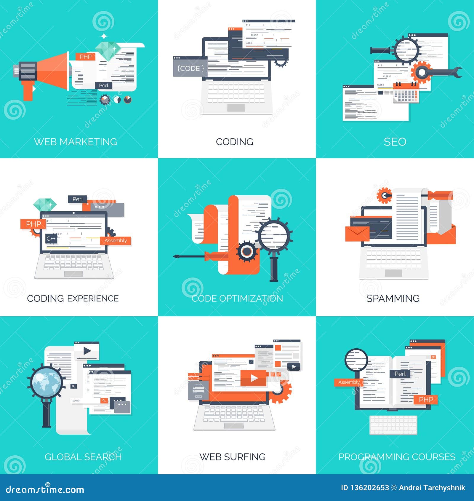 Vector Illustration. Flat Computing Background. Programming,coding. Web ...