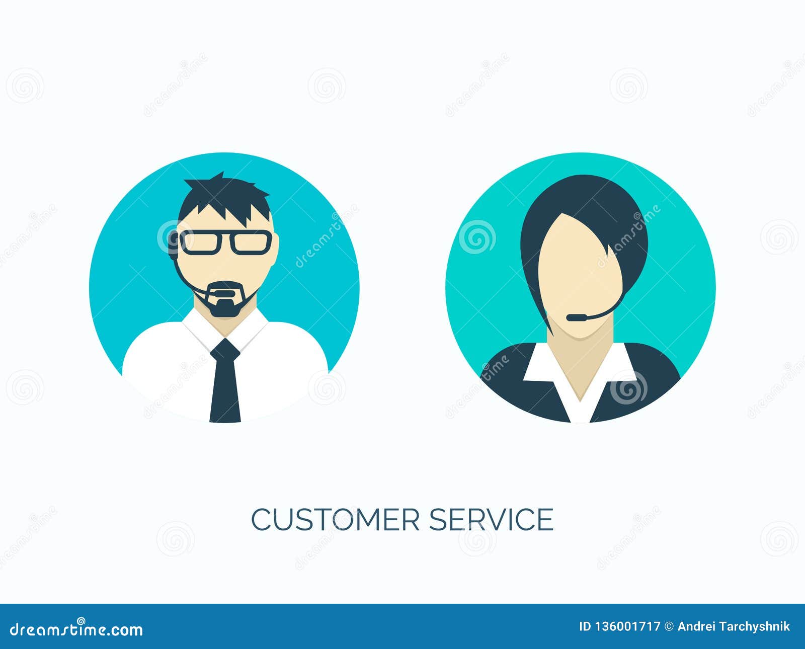 Vector Illustration. Flat Customer Service Avatars. Communication ...