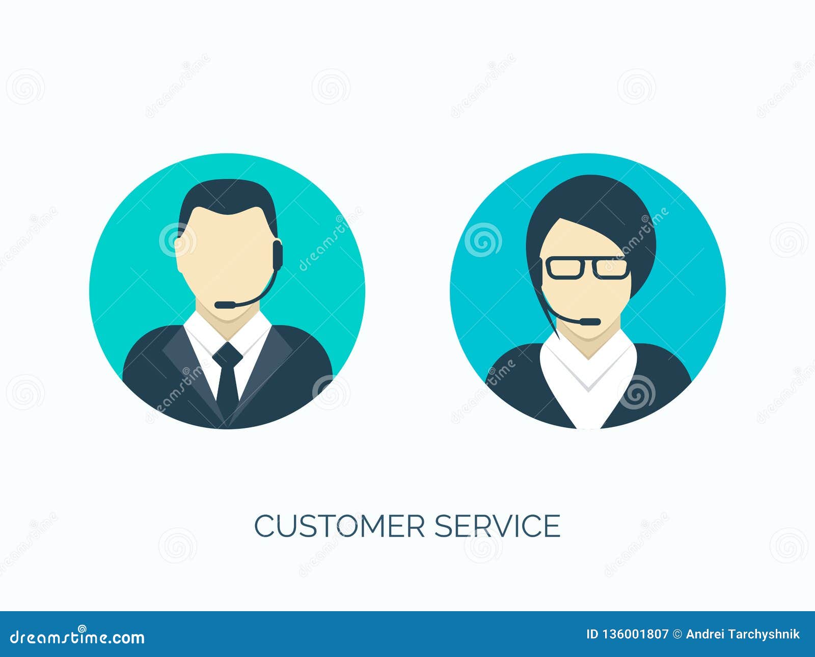 Vector Illustration. Flat Customer Service Avatars. Communication ...
