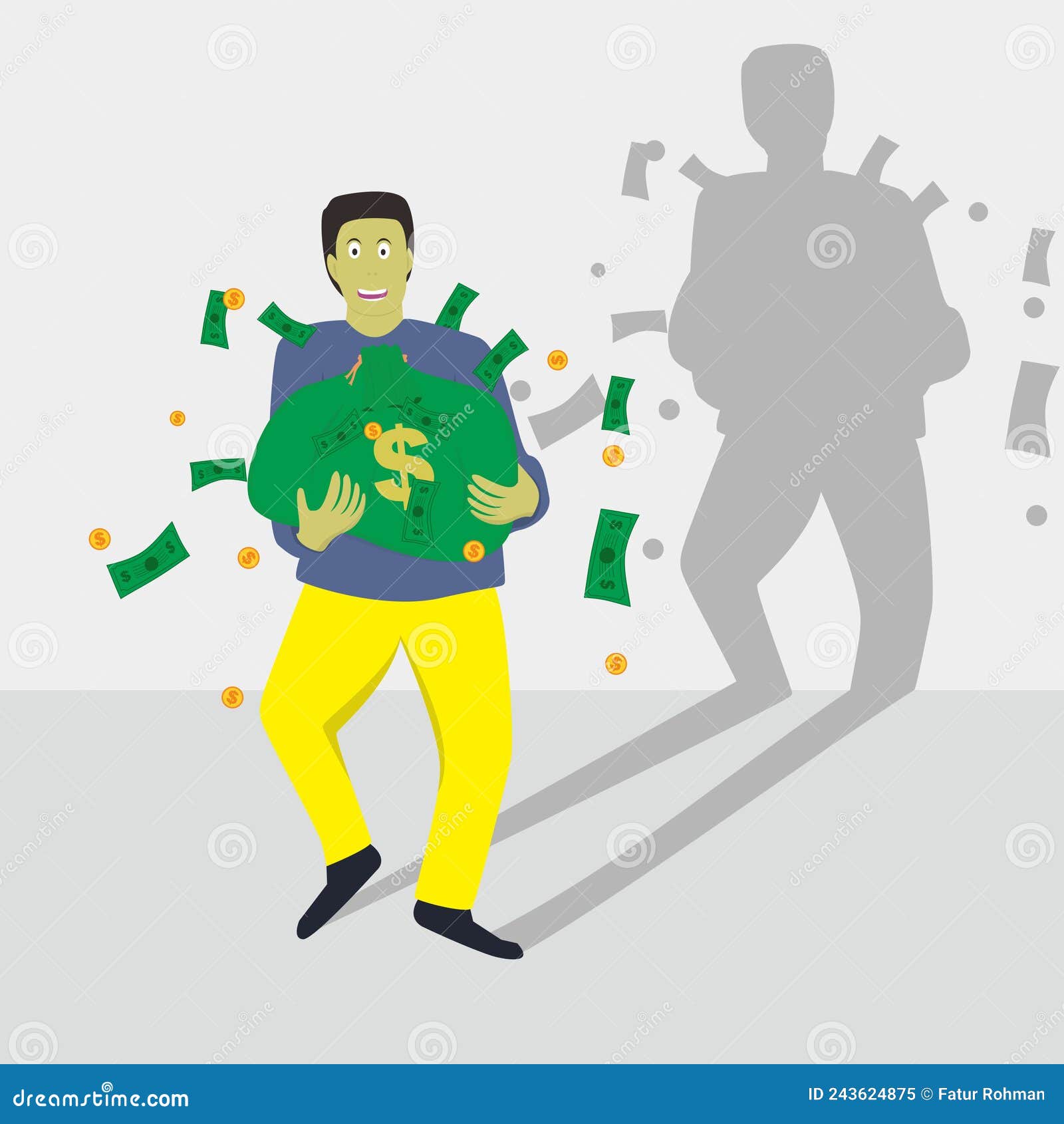 Vector Illustration Flat Design Bring Money Stock Vector - Illustration ...