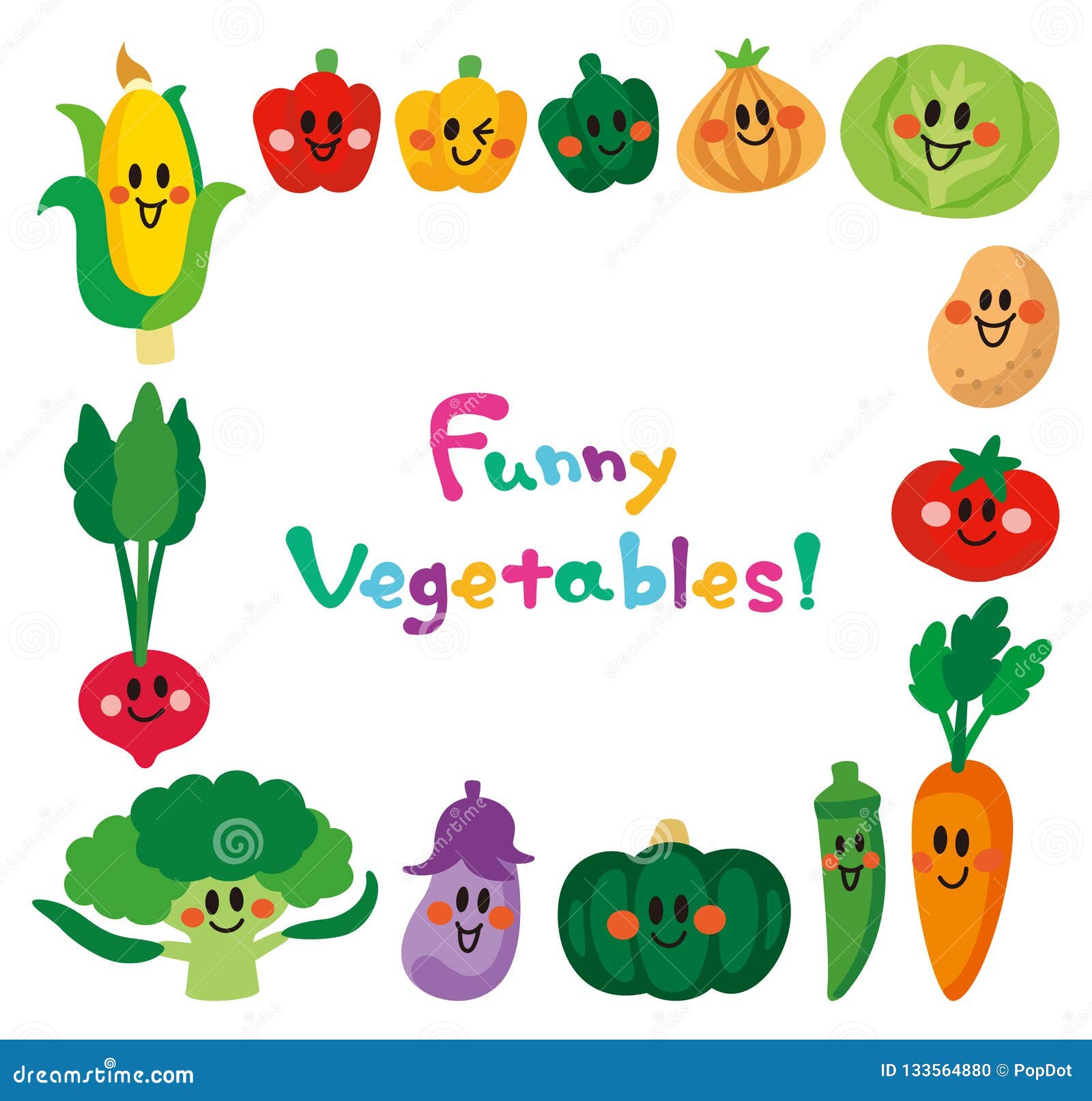 Characters of Smiling Cute Vegetables.frame. Stock Vector ...