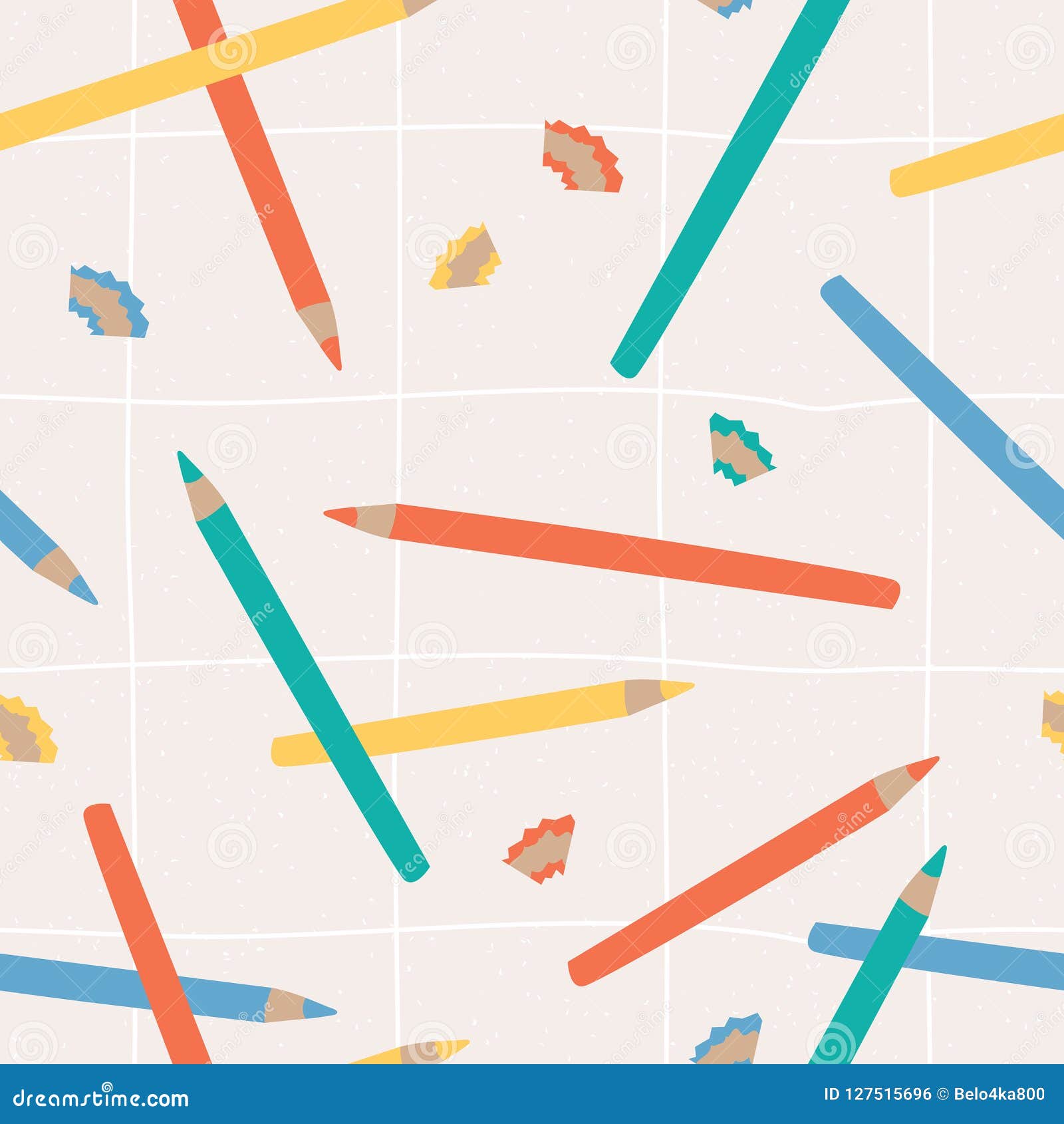 Seamless Pattern with Cute Hand Drawn Pencil in Pastel Colors. Stock ...