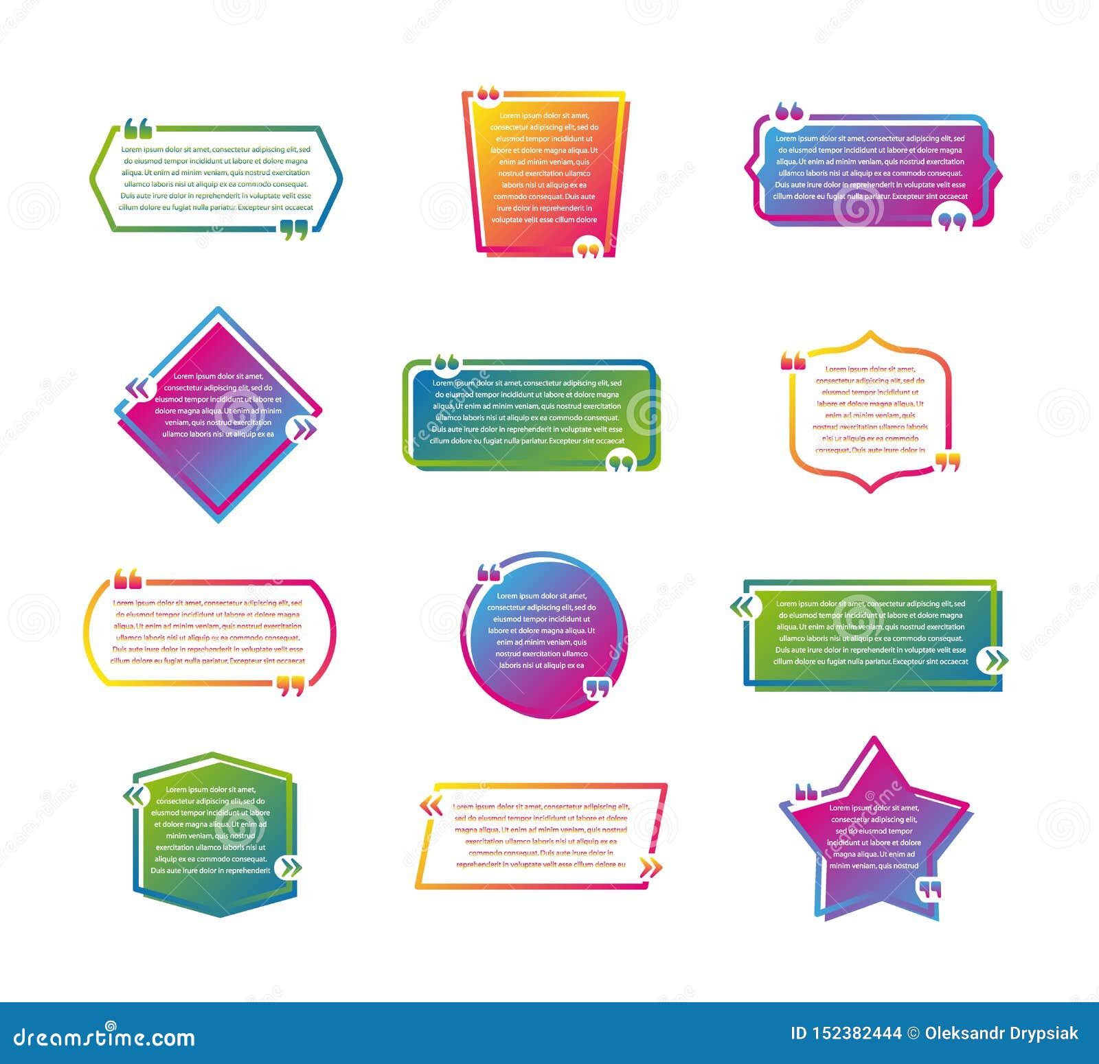 Set of Colored Quotes Blank Template. Creative Speech Bubbles, Citation ...