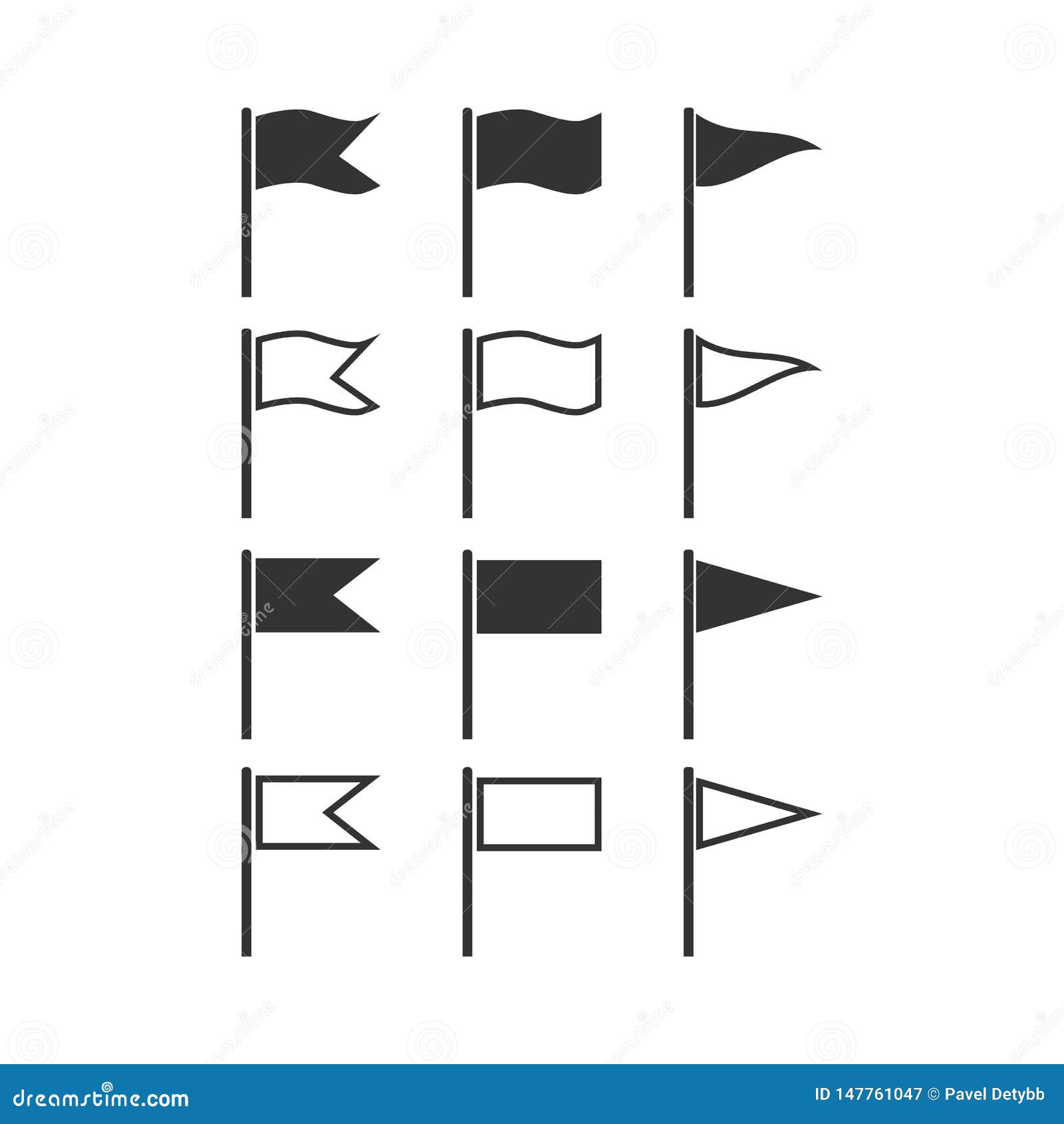 Flag Icon Set. Vector Illustration, Flat Design Stock Illustration ...