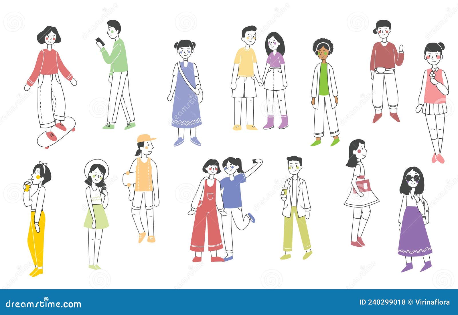 Vector Illustration in Flat Design of Group of People Doing Different ...