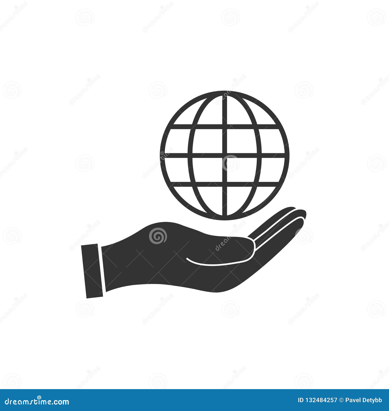 Hand with Global Icon. Vector Illustration, Flat Design Stock ...