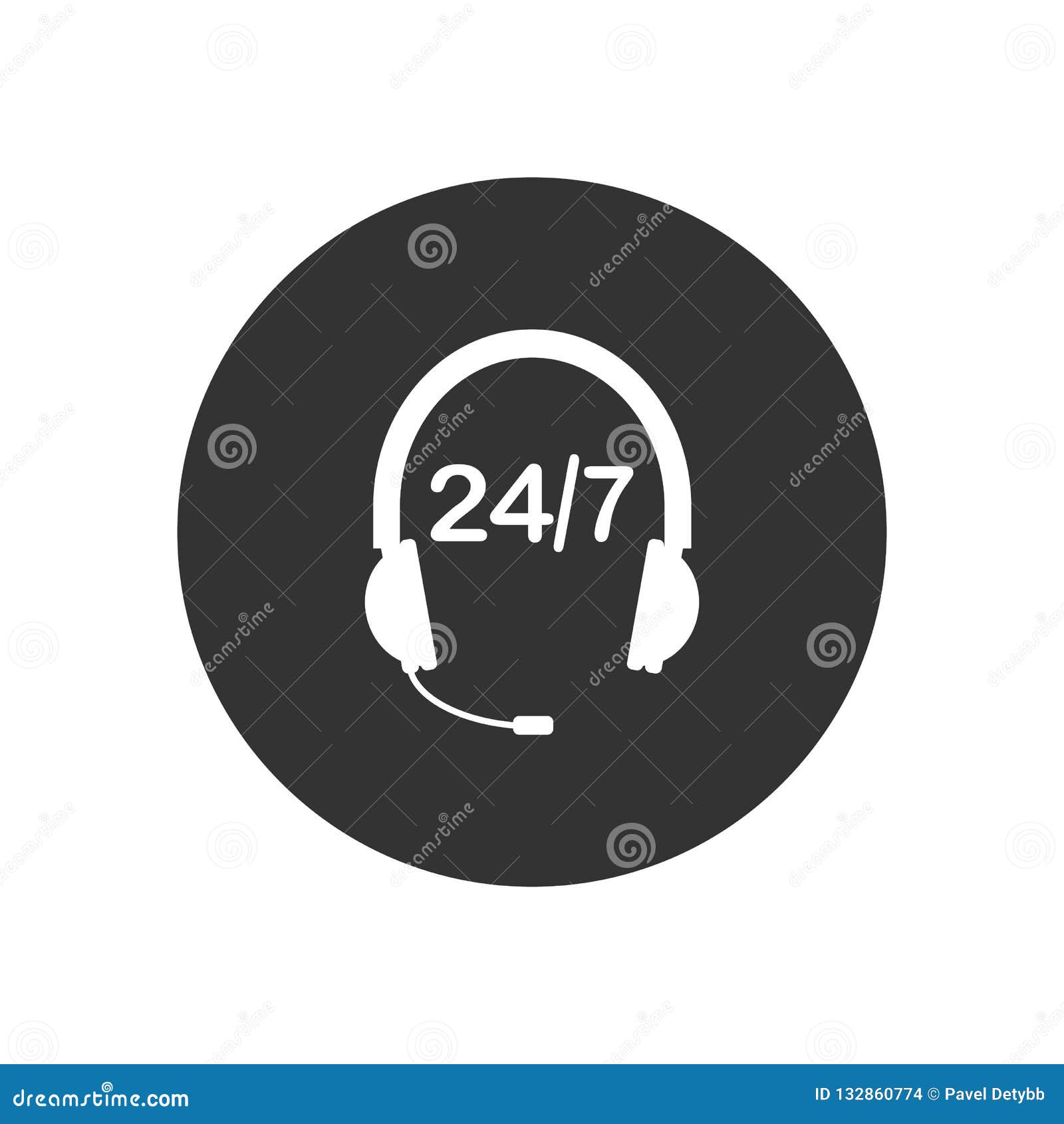 24 Hour Call Center Icon. Vector Illustration, Flat Design Stock ...