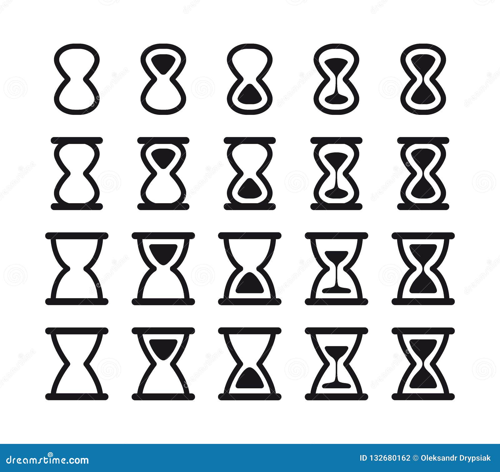 Vector Hourglass Sprites Illustration for Animation Frames. Black Sand ...