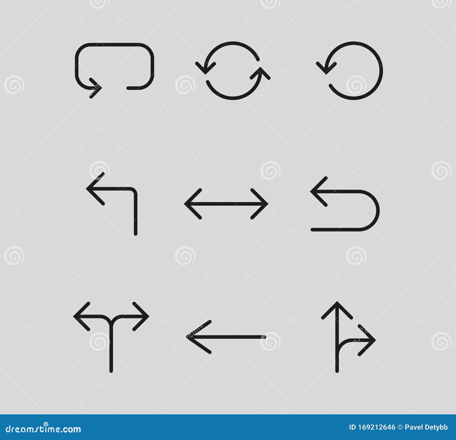 Line Arrow Icon Set. Vector Illustration, Flat Design Stock ...