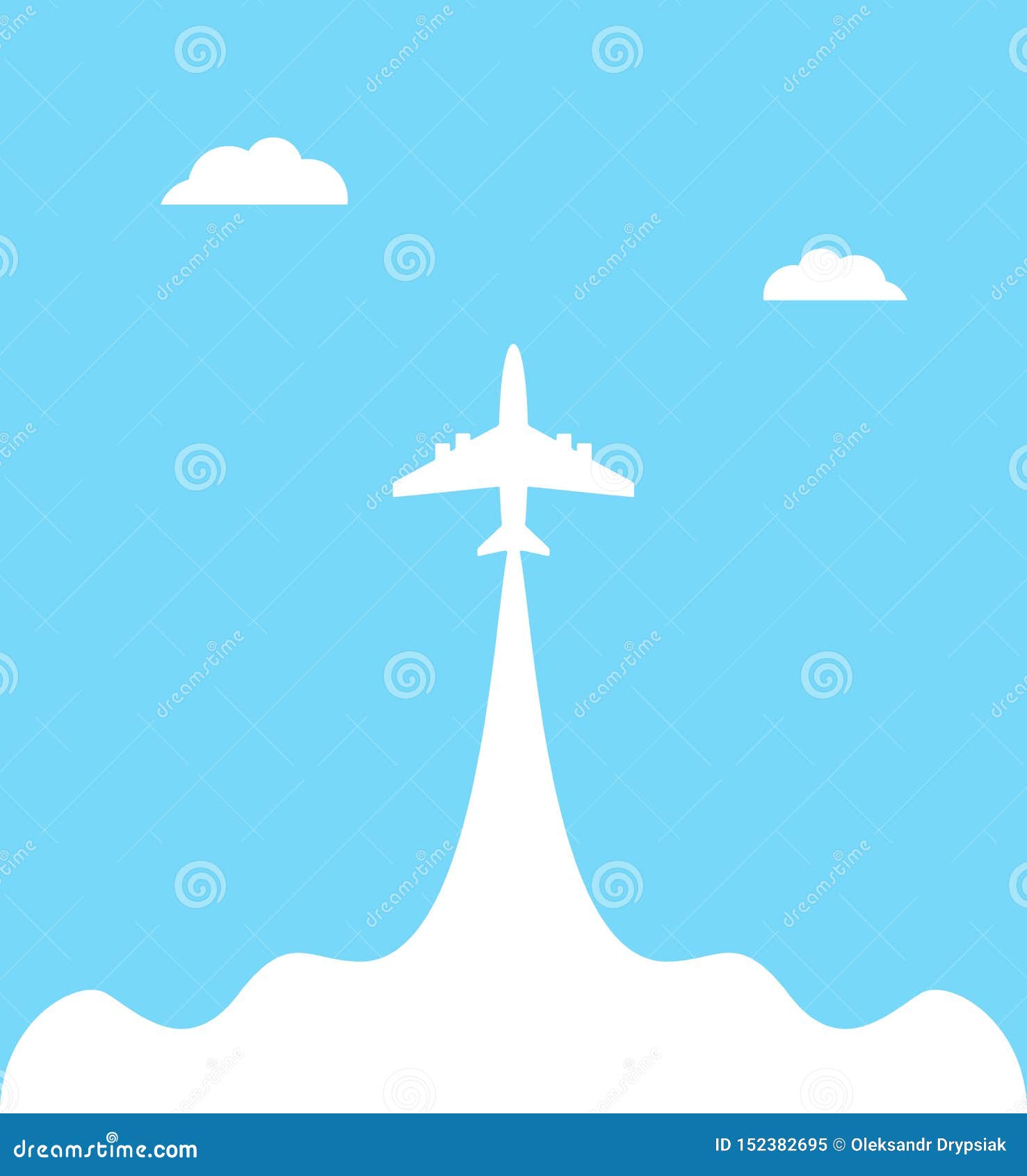 Plane Launch To Sky Against Isolated on a Blue Background with Clouds ...