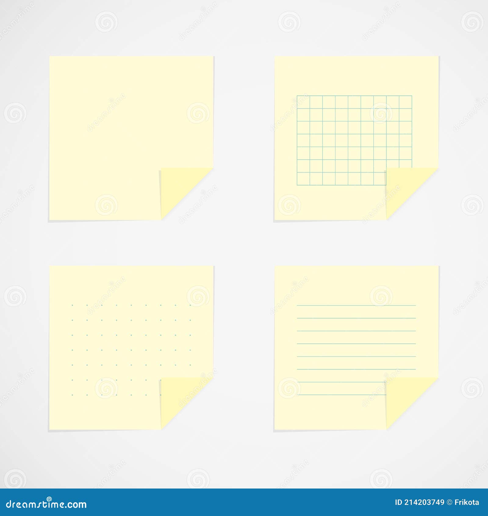 Set: Yellow Sticky Notes. Vector Illustration, Flat Design Stock Vector ...