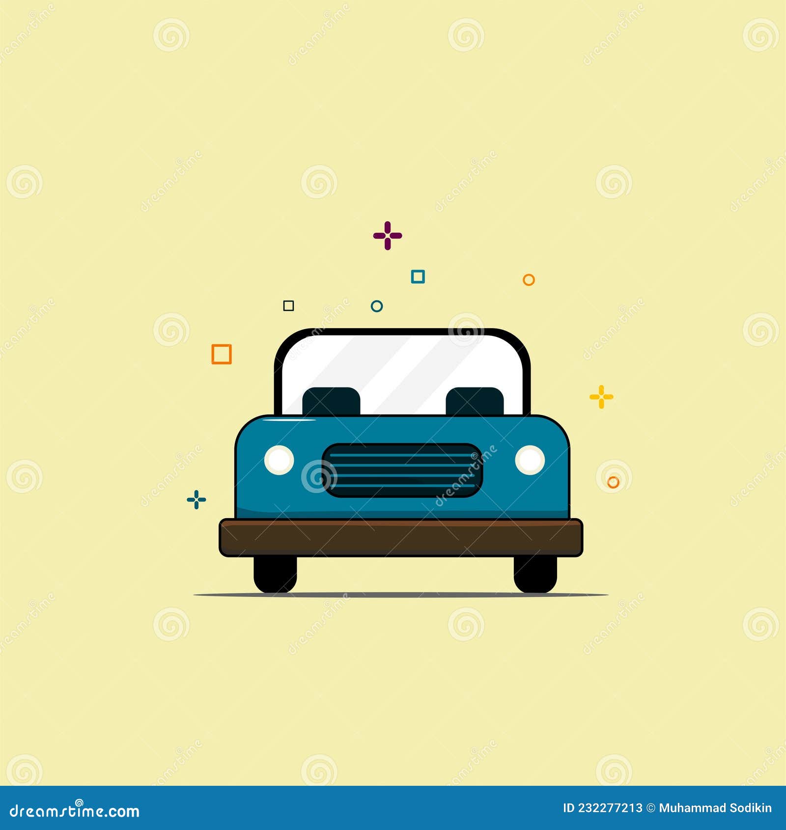Vector Illustration of a Flat Design, a Simple Blue Car. Stock ...